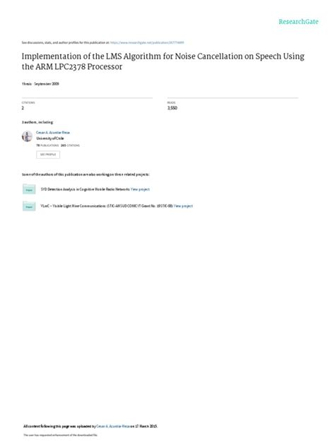 Lms Algorithm For Speech Noise Cancellation Pdf Filter Signal Processing Discrete Time
