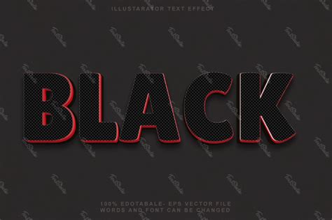 Black Red 3d Font Style Effect Vector File Illustrator Premium