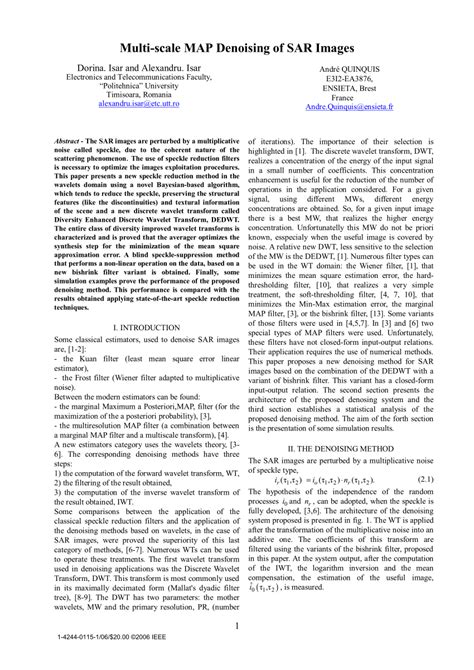 Pdf Multi Scale Map Denoising Of Sar Images