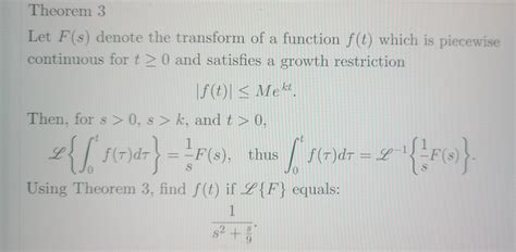Solved Let F S Denote The Transform Of A Function F T Chegg