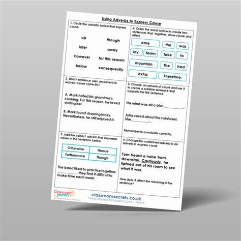 Year 3 Using Adverbs To Express Cause Mixed Activity Resource Classroom Secrets