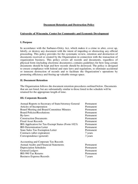 Document Retention Policy Template Free Templates In PDF Word Excel Download
