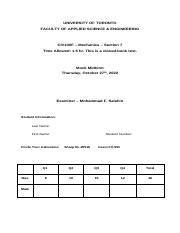 CIV Mock Midterm Sec Solution Pdf UNIVERSITY OF TORONTO FACULTY OF APPLIED