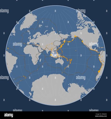 Sunda Tectonic Plate On The Solid Contour Map In The Lagrange Projection Centered Meridionally