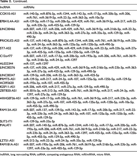 Mirnas Targeting Male Infertility Specific Lncrnas In The Cerna Network