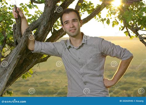 Handsome Man Under Tree Stock Image Image Of Herbs Stand 33265945