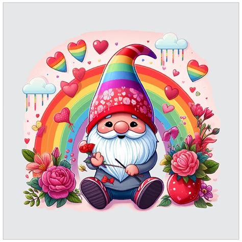 Premium Vector Gnome Valentines Day Rainbow Vector File