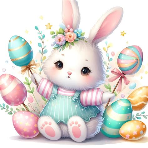 Premium Photo A Bunny With A Bow On Its Head Sits In Front Of A