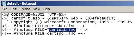 2008R2 ADCSCAWE Fixing Error DEFAULT WEB SITE CERTSRV Default