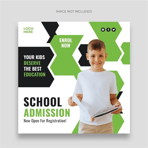 학교 입학 소셜 미디어 게시물 및 정사각형 전단지 템플릿 프리미엄 Psd 파일