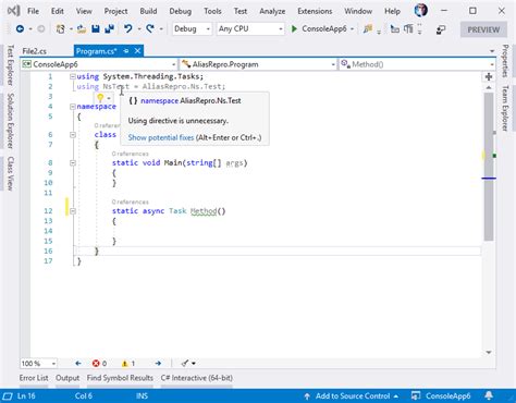 Cannot Rename Or Get Completion For Using Alias · Issue 11959 · Dotnet