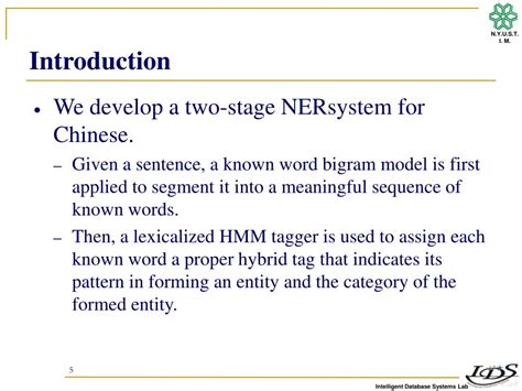 Ppt Chinese Named Entity Recognition Using Lexicalized Hmms