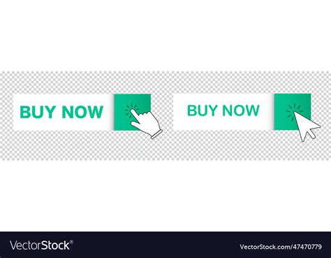 Buy Now Button With Hand Cursor Royalty Free Vector Image
