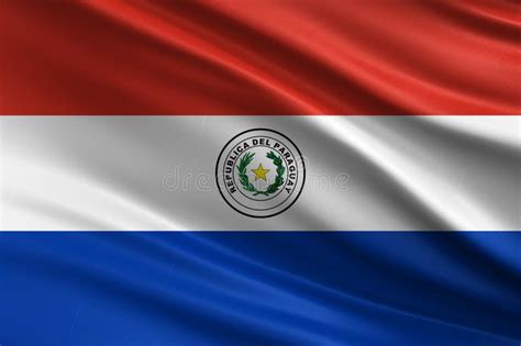 Paraguay Flag With Fabric Texture Official Colors 3d Illustration