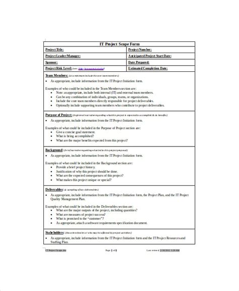 Scope Sheet Forms Scope Form Sheet