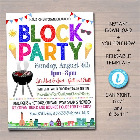 Free Printable Block Party Flyer Template