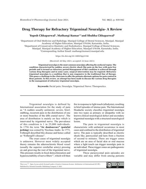 Refractory Trigeminal Neuralgia Drug Therapy Review
