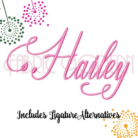 2 Inch Hailey Script Font With Alternatives Embroidery Fonts Etsy