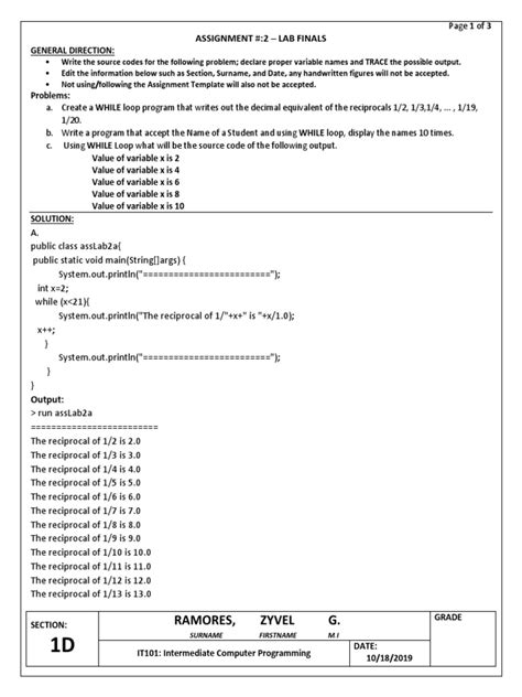 Lab Assignment Solutions Pdf Computer Science Software