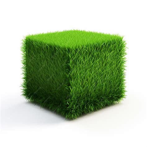 Premium Photo Grass Cube Isolated On White Background 3d Rendering Generated With Ai