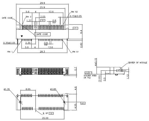 08mm Pitch Mini Pci Express Connector 52p Height 40mm Manufacturer