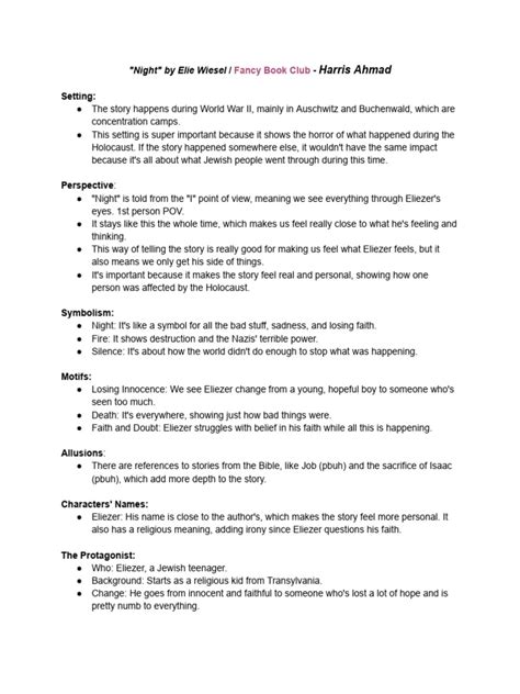 night by elie wiesel fancy book club harris ahmad pdf