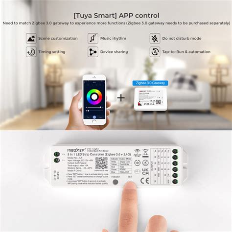 Zigbee Rf 15a Controller For Led Strips 1 Color Variable White Rgb Rgbw And Rgb Cct