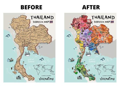 แผนที่ประเทศไทยแบบขูดได้ Thailand Scratch Map Travelpieces Thaipick