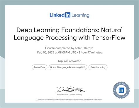 Just Finished Deep Learning Foundations Natural Language Processing With Tensorflow Lahiru