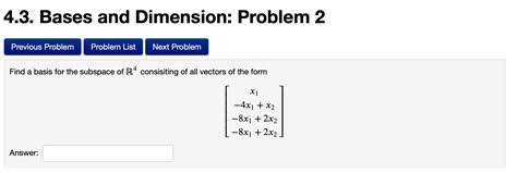 Solved Bases And Dimension Problem Find A Basis For Chegg