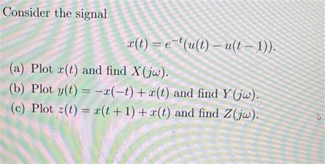 Solved Consider The Signal Xte−tut−ut−1 A Plot