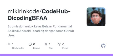 GitHub Mikirinkode CodeHub DicodingBFAA Submission Untuk Kelas Belajar Fundamental Aplikasi