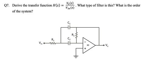 Solved Q Derive The Transfer Function H S Vin S Vo S Chegg Com