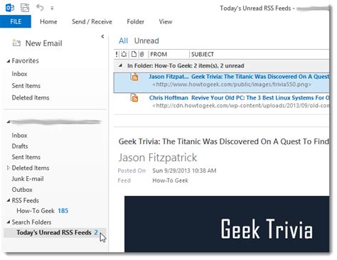 How To View Todays Rss Feeds Only In Outlook 2013