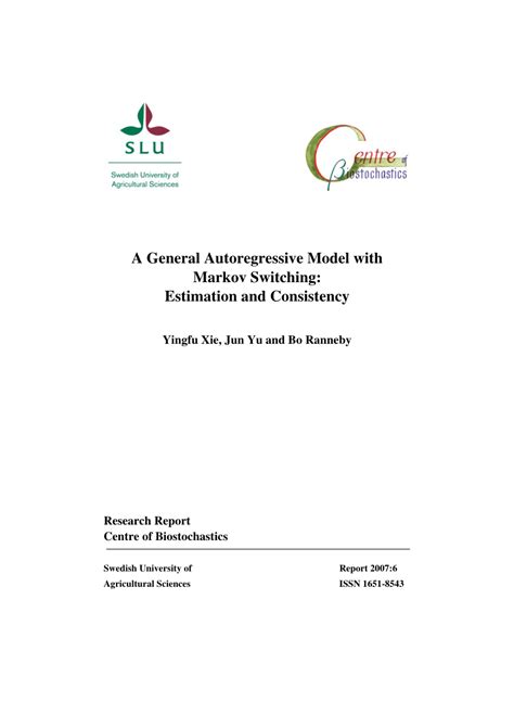 pdf a general autoregressive model with markov switching estimation