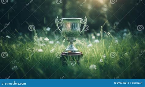 The Winner S Cup Stands In The Grass Stock Image Image Of Soccer