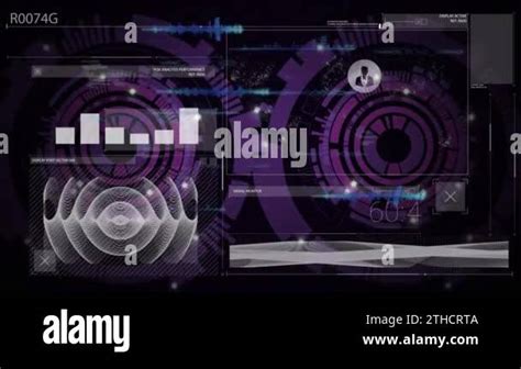 Animation Of Data With Profile Icons Graph Over Hud Processing On Digital Interface Digital