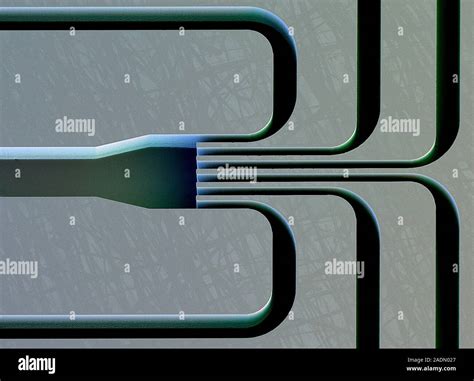 Dna Analysis Microchip Coloured Scanning Electron Micrograph Sem Of Part Of A Microfluidic