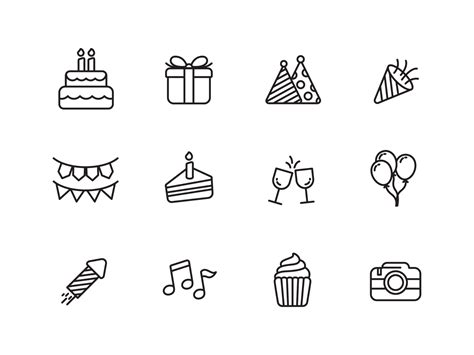 Set Of Birthday Party Icons With Linear Style Isolated On White Background 13549616 Vector Art