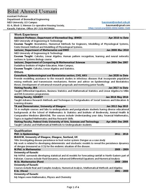 Dr Bilal Ahmed Usmani Pdf Mathematics Biostatistics