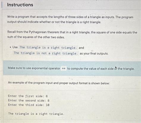 Solved Instructions Write A Program That Accepts The Lengths