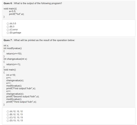 Solved Ques 1 What Is The Output Of The Following Code