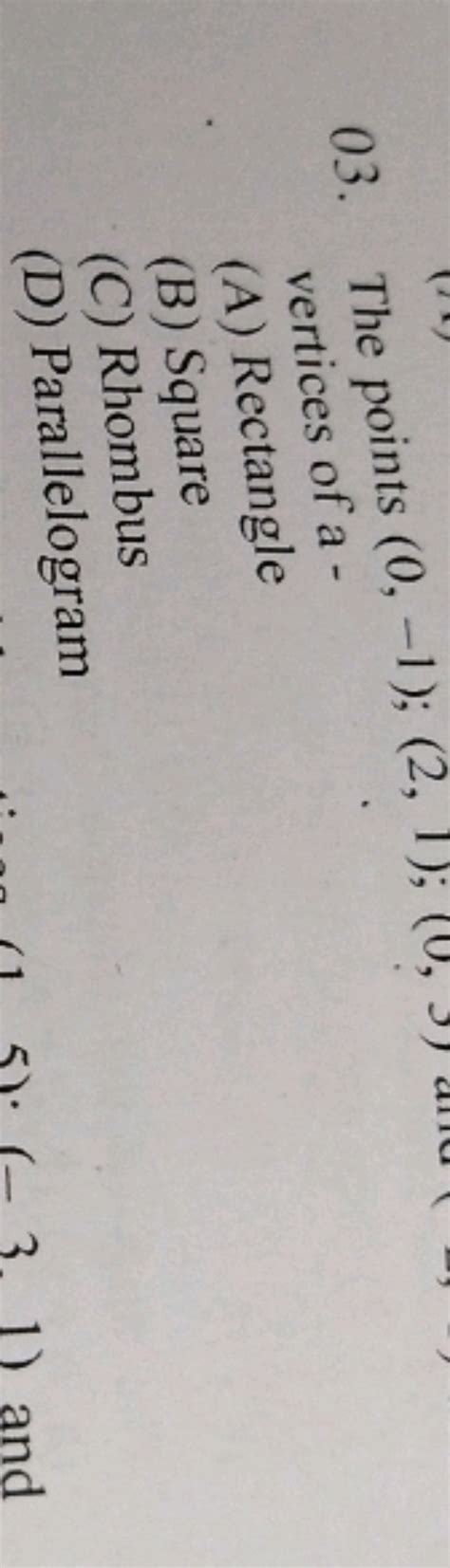 The Points Vertices Of A A Rectangle B Square C
