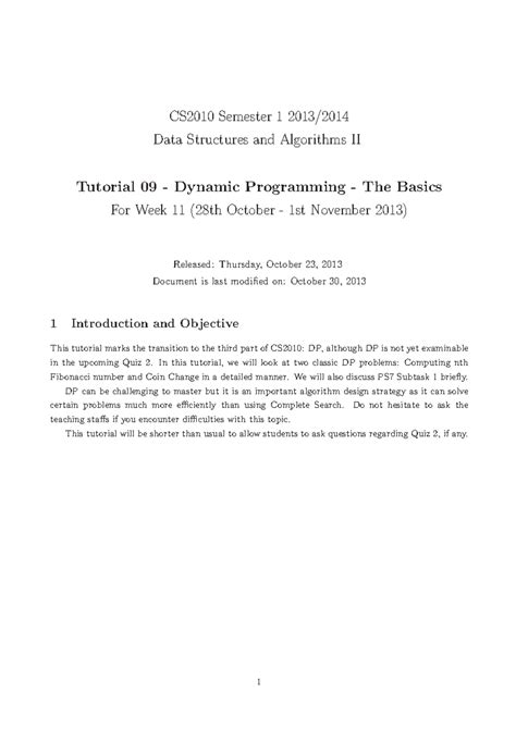 Algorithm Tutorial 9 Answers Cs2010 Semester 1 2013 Data Structures