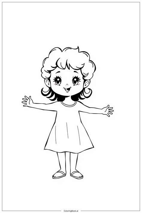 공원에서 하루를 즐기는 검은색 소녀 색칠하기 페이지 무료 Pdfandpng 인쇄 가능