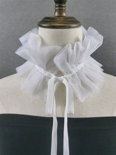 1pc Womens Winter White Pleated Detachable Fake Collar Made From