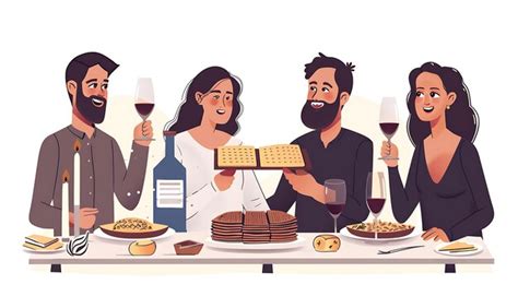 Passover Seder With Friends Singing Traditional Songs Design 2d Tshirt Simple Design Banner