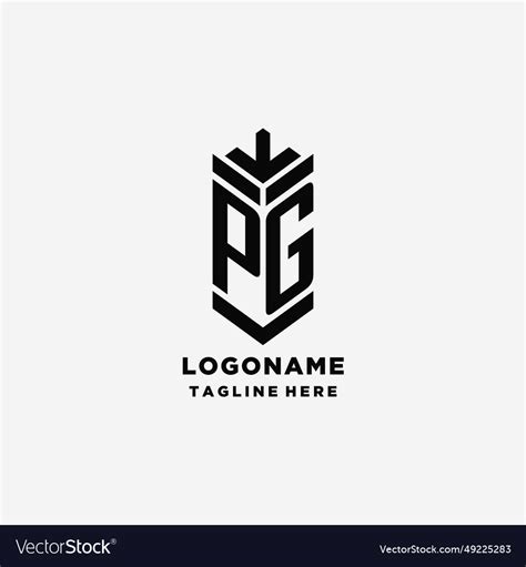 Initials Pg Shield Logo Design Creative Monogram Vector Image