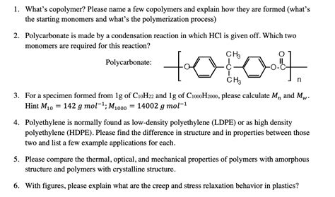 Solved What S Copolymer Please Name A Few Copolymers And Chegg Com