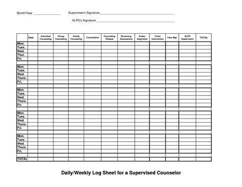 Lcsw Supervision Log Template Excel Printable Word Searches